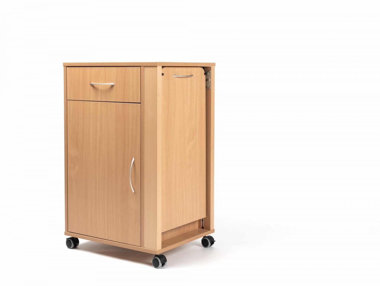 Nachtkastje met uitklapbare tafelblad in beuken of grijs eiken kleur ...