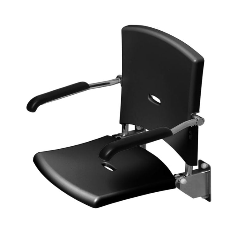 Douchezitje Jadacare met met rugleuning en armleuningen - Antraciet ...