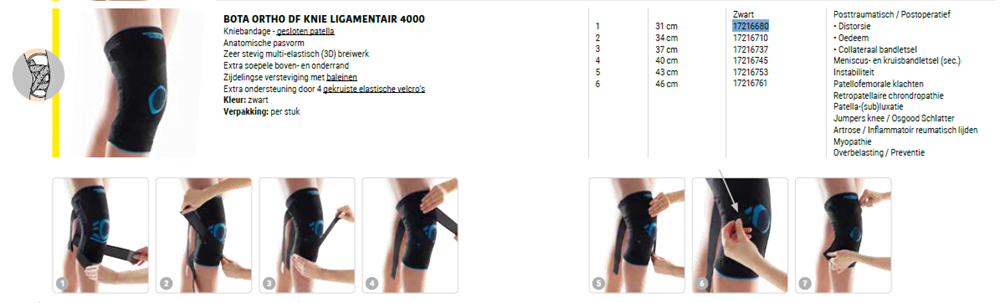 Kniebandage Bota Ortho 4000 in 6 maten – THUISZORGWINKEL.NL